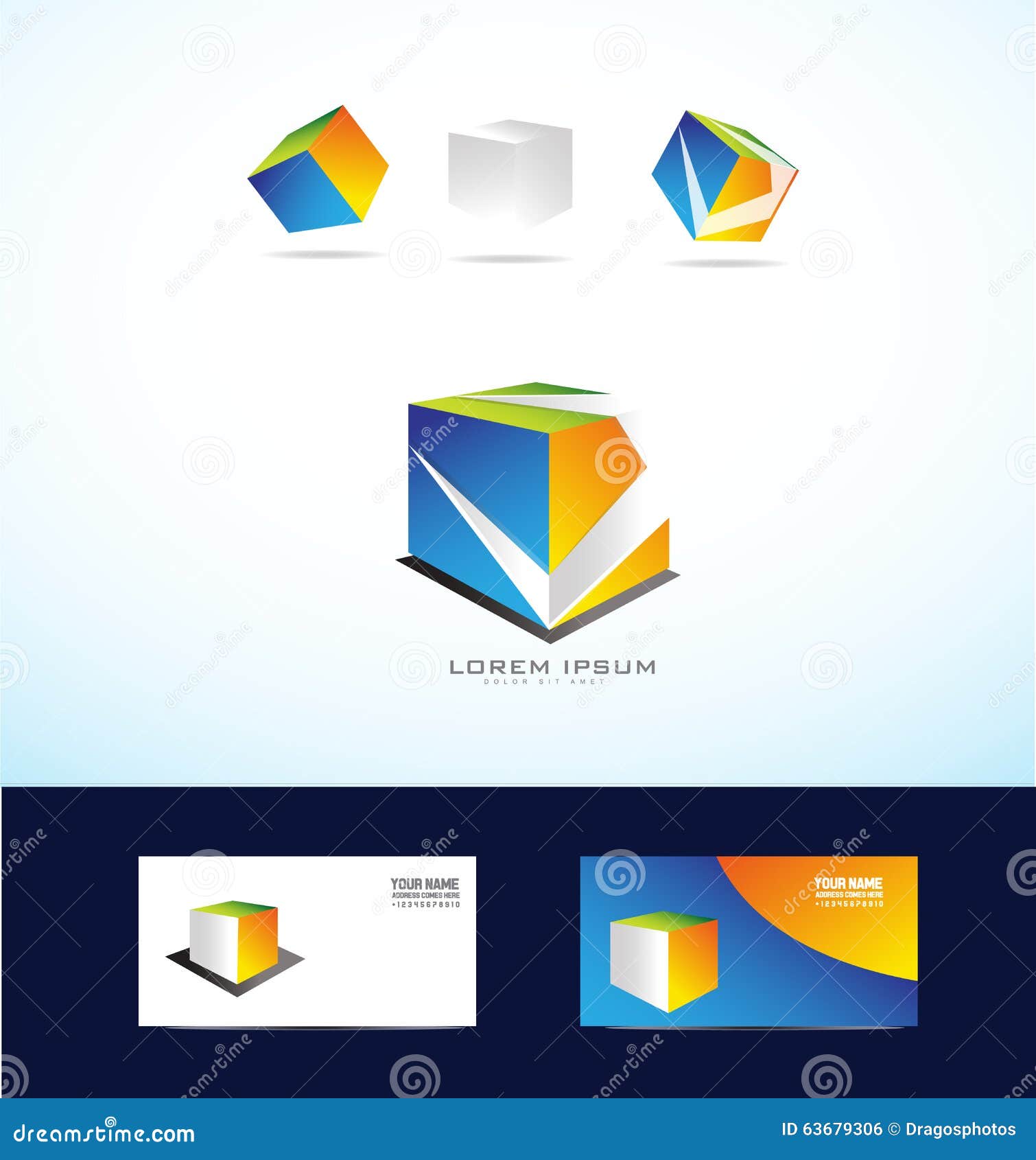 Abstract cube box logo set stock vector. Illustration of cube - 63679306