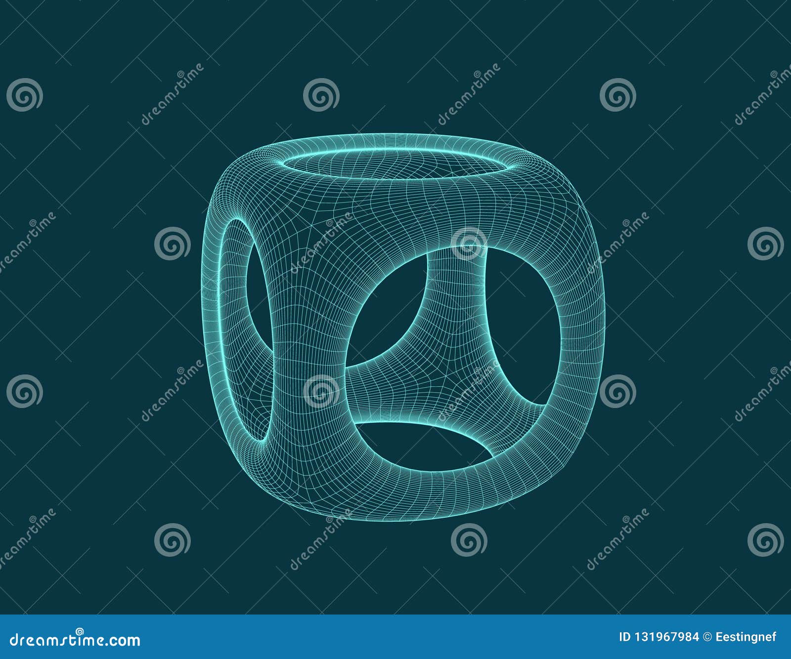 Abstract Cube with Holes. Vector Wireframe Illustration Stock Vector ...