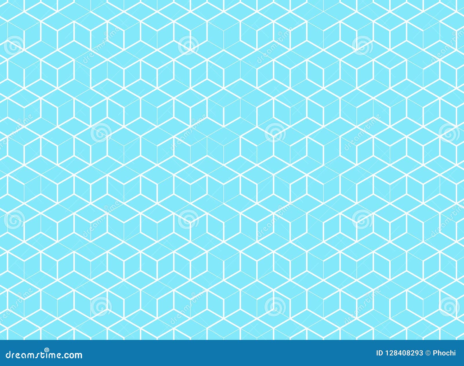 Abstract Cube Pattern on Blue Background. Digital Geometric Line Stock ...