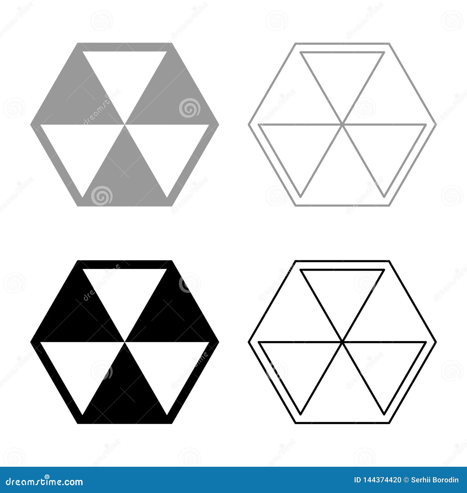 Abstract Cube Shape Hexagon Box Icon Set Black Color Vector ...