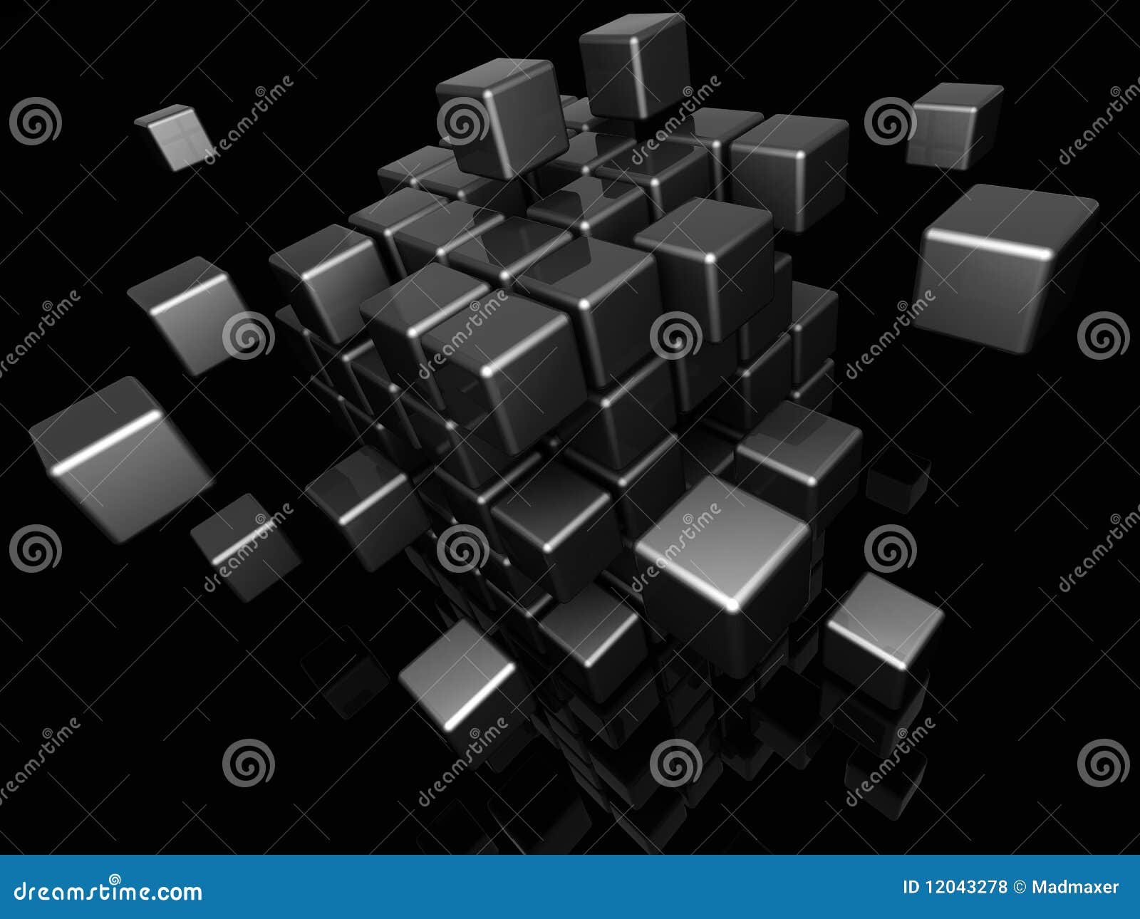 3D Cube Structure With Connected Dots And Lines. Wireframe Construct ...