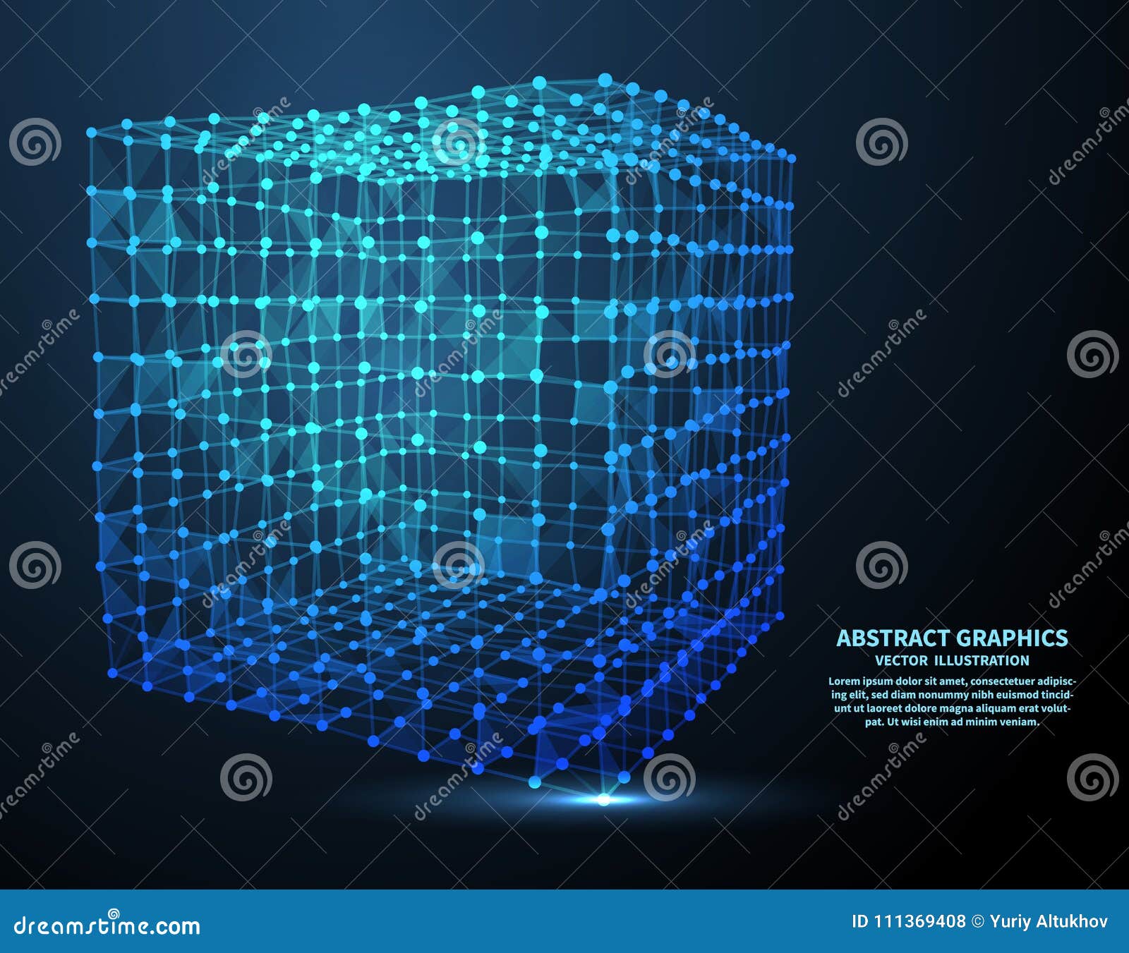 Abstract Cube, Vector Illustration. Network Connections with Points and ...
