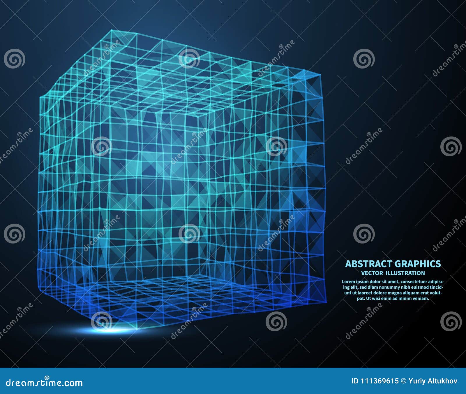 Abstract Cube, Vector Illustration. Network Connections with Points and ...