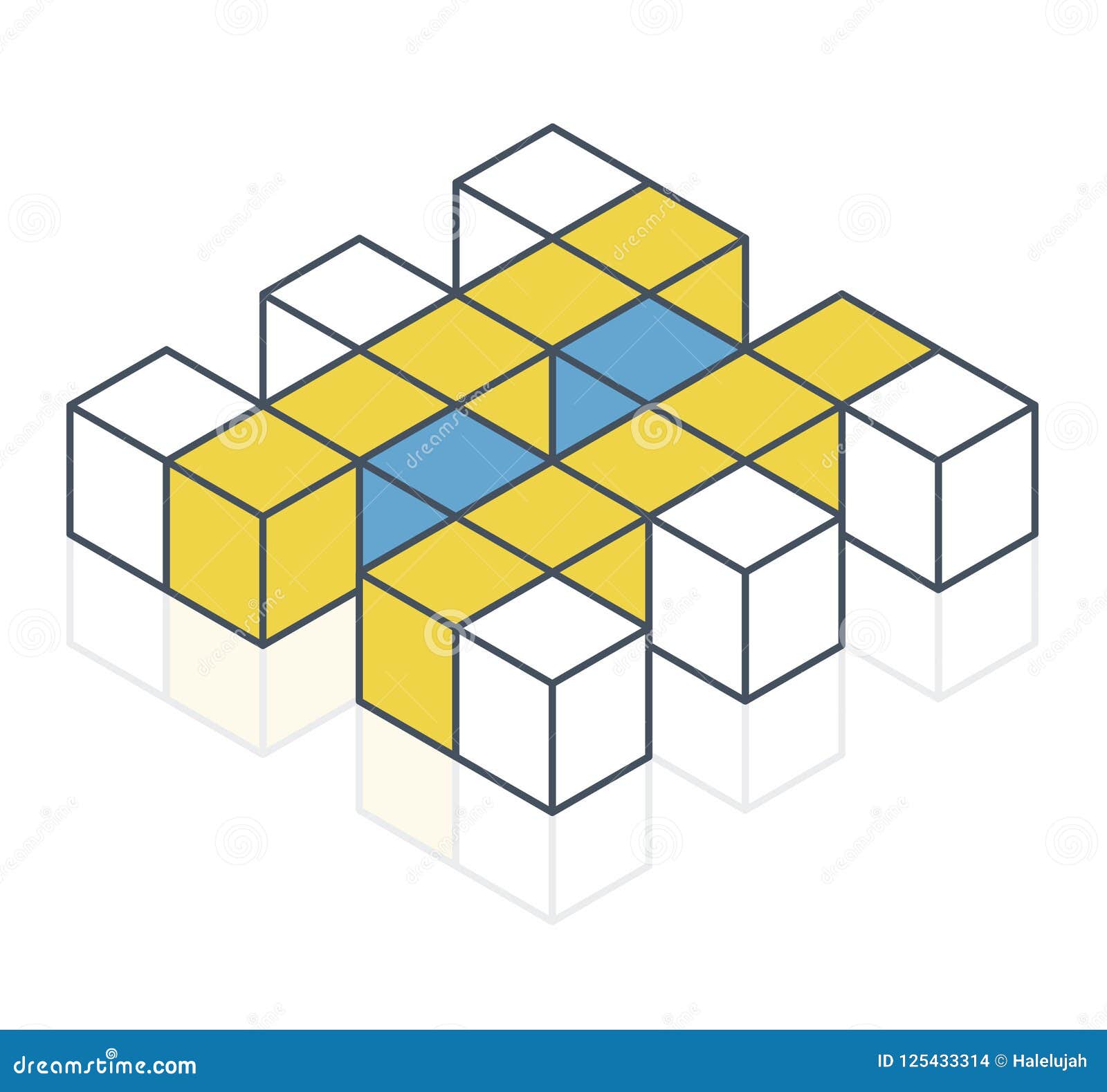 Outlined Minimalistic Block Shape Like Building. Vector Cube Shape ...