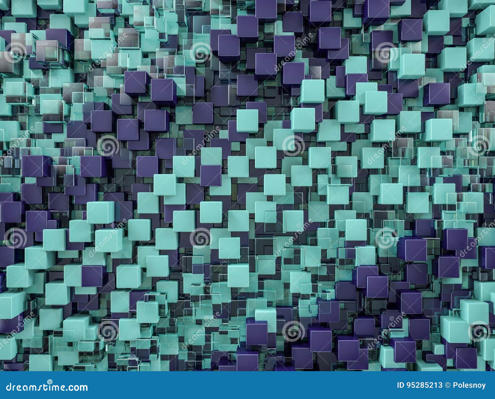 Abstract Cubes Background with Glass. 3D Stock Illustration ...