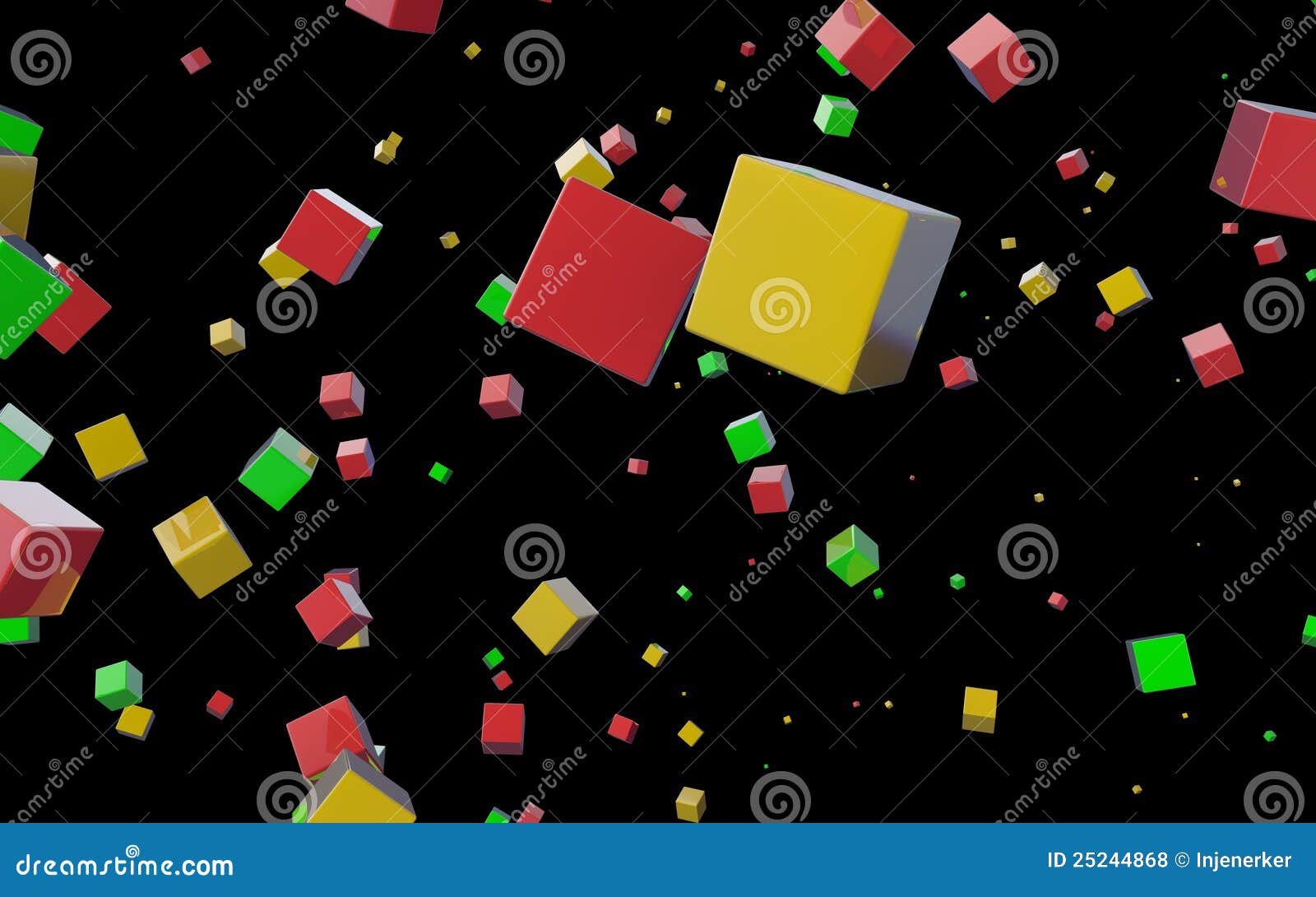 Abstract cubes in flight stock illustration. Illustration of element ...
