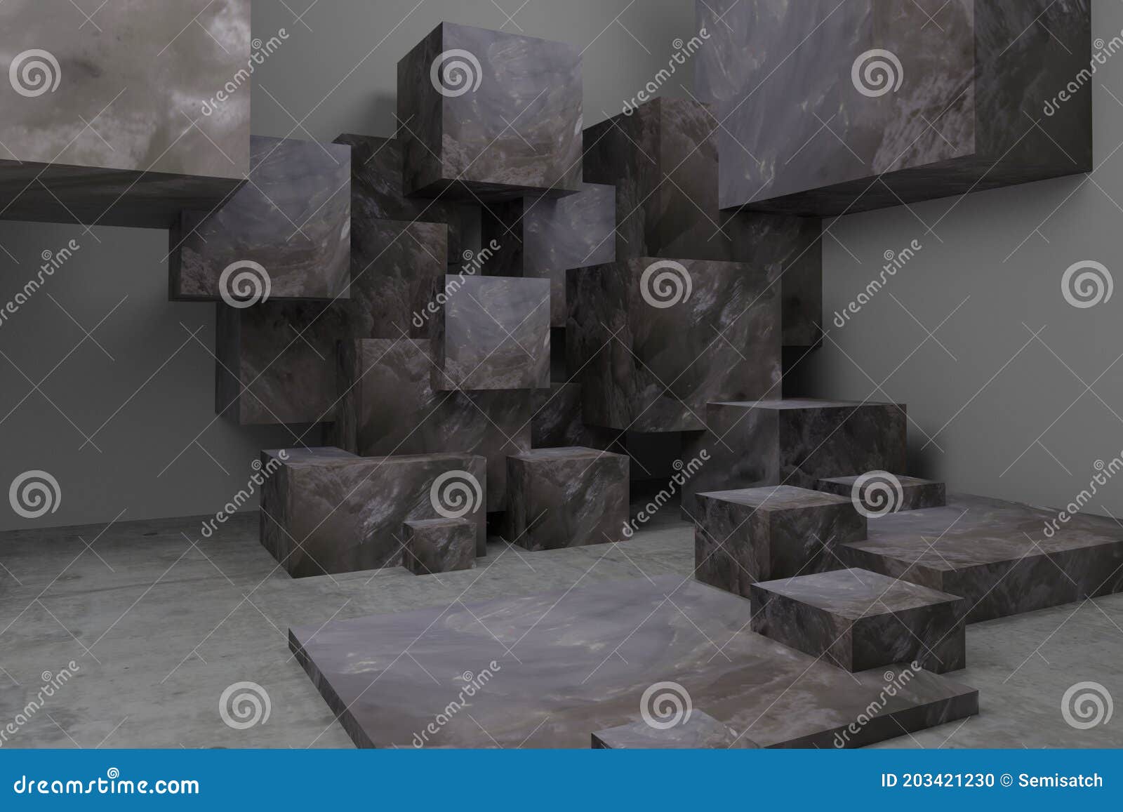 Abstract Cubes Modern Interior Architecture Design, 3D Rendering Stock ...
