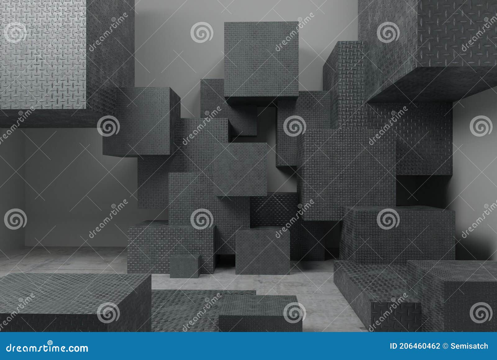 Abstract Cubes Modern Interior Architecture Design, 3D Rendering Stock ...
