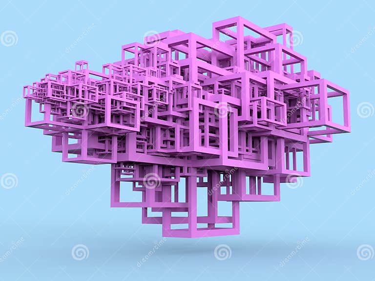 Abstract Cubic Construction - 3D Image Cube Frame - Generative Abstract ...