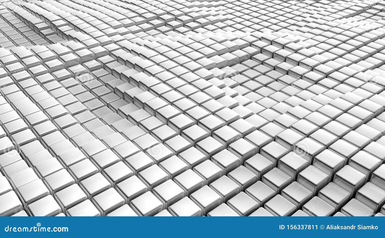 Abstract Cubic Landscape Background. 3d Rendering Illustration. White ...