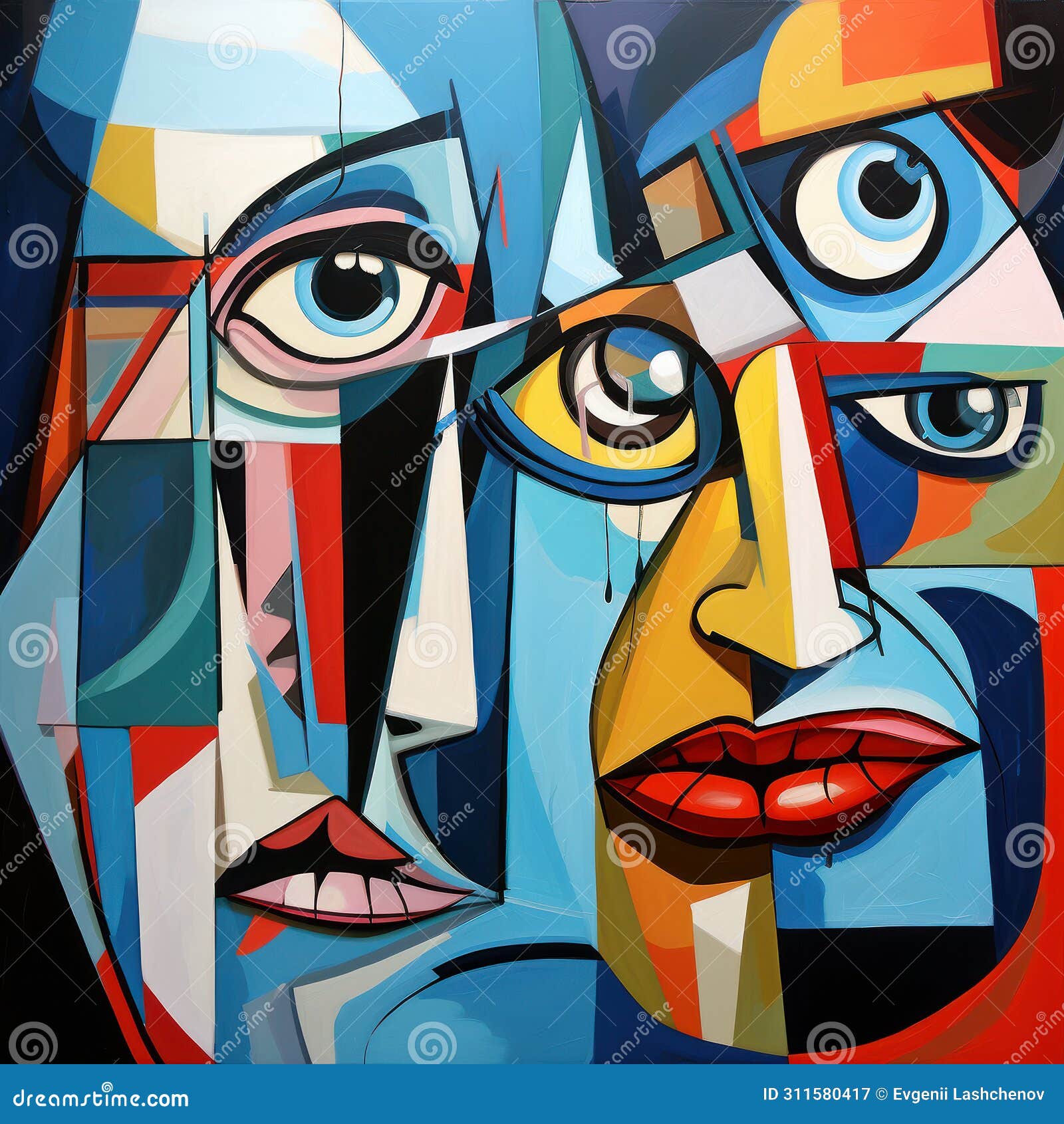 Cubist Faces Intertwined in a Harmonious Composition. AI Generation ...