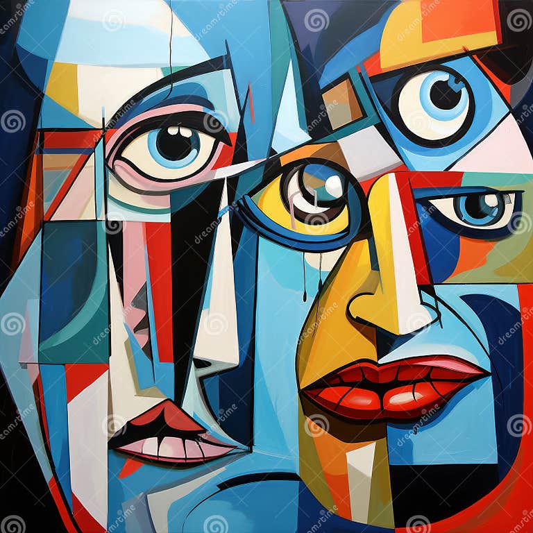 Cubist Faces Intertwined in a Harmonious Composition. AI Generation ...