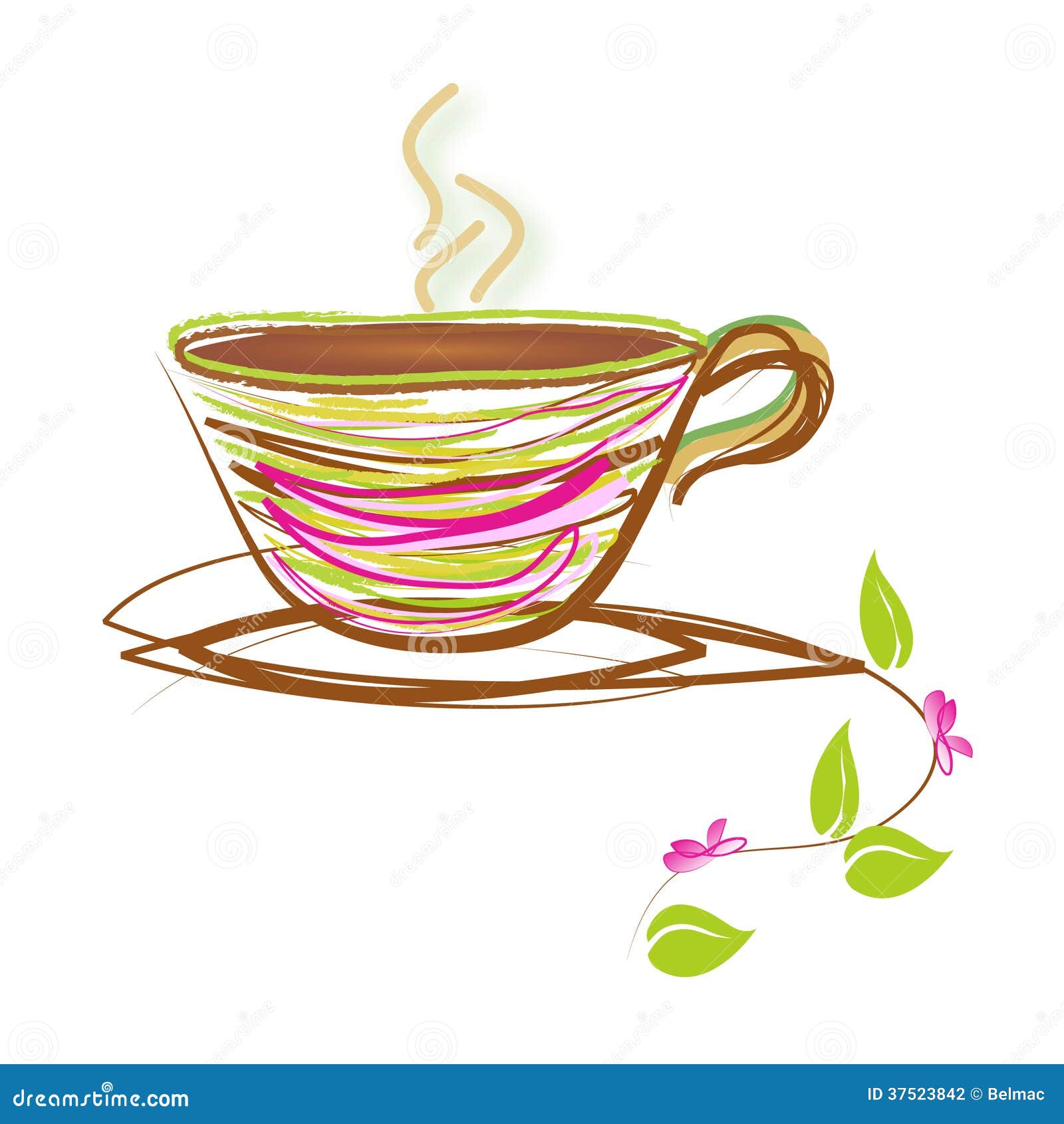 Abstract Cup with Green Tea Stock Vector - Illustration of painting ...