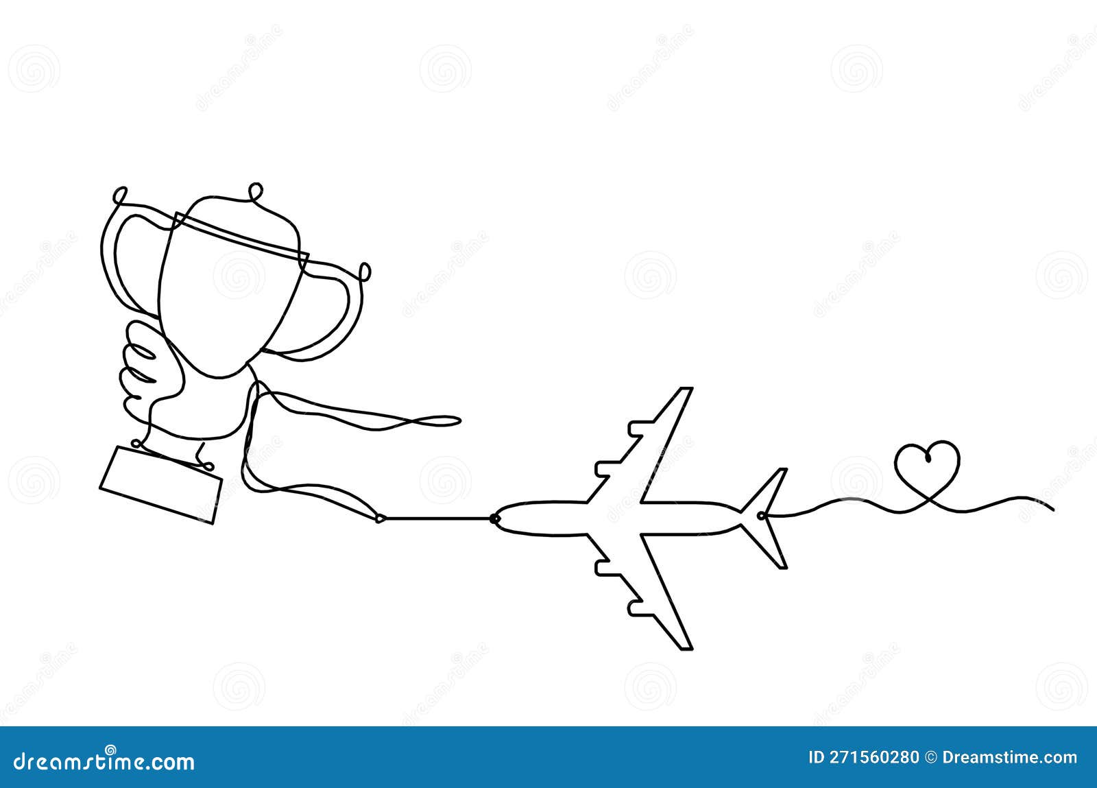 Abstract Cup with Plane As Continuous Lines Drawing on White Stock ...