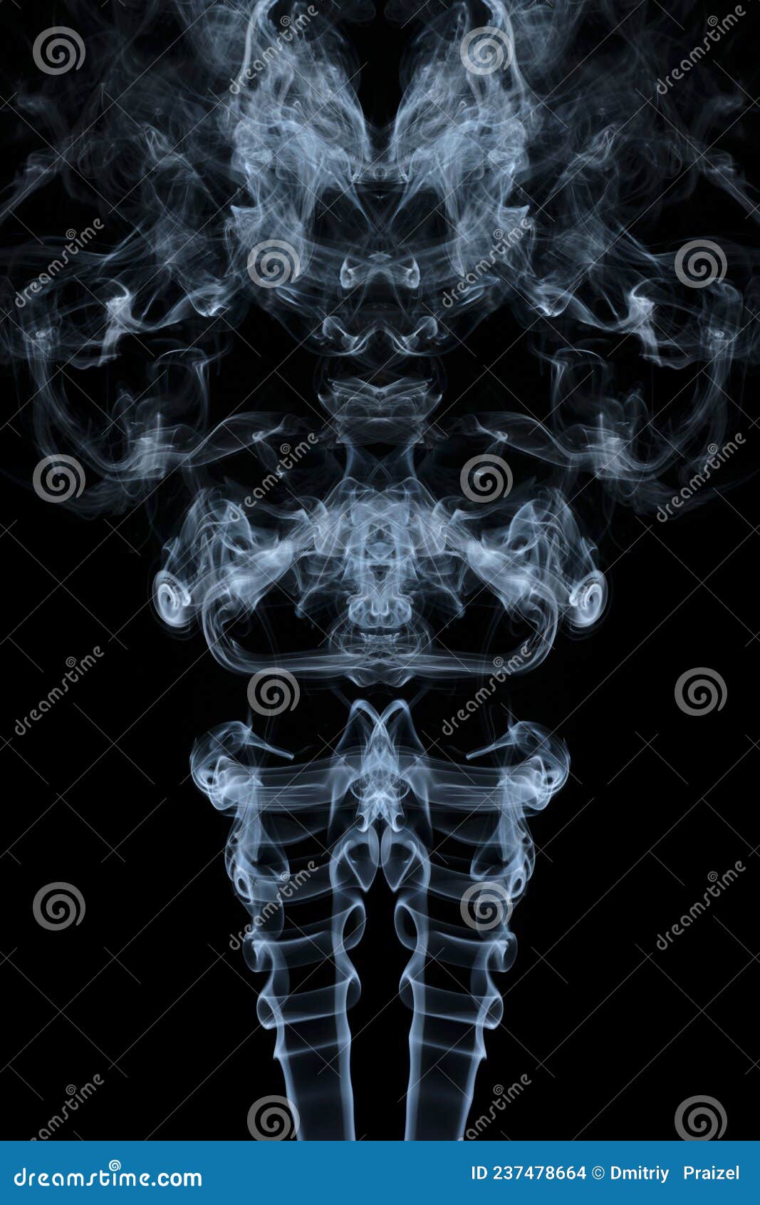 Abstract Curls and Clouds of Smoke Forming Fantastic Silhouettes Stock ...
