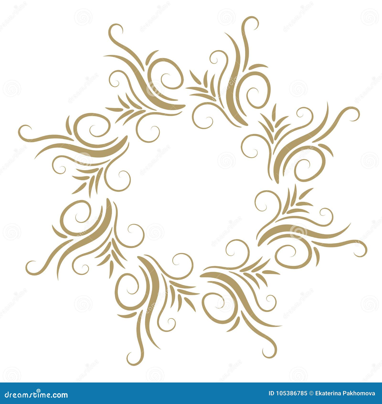 Abstract Curly Gold Frame Isolated on White Background Stock Vector ...