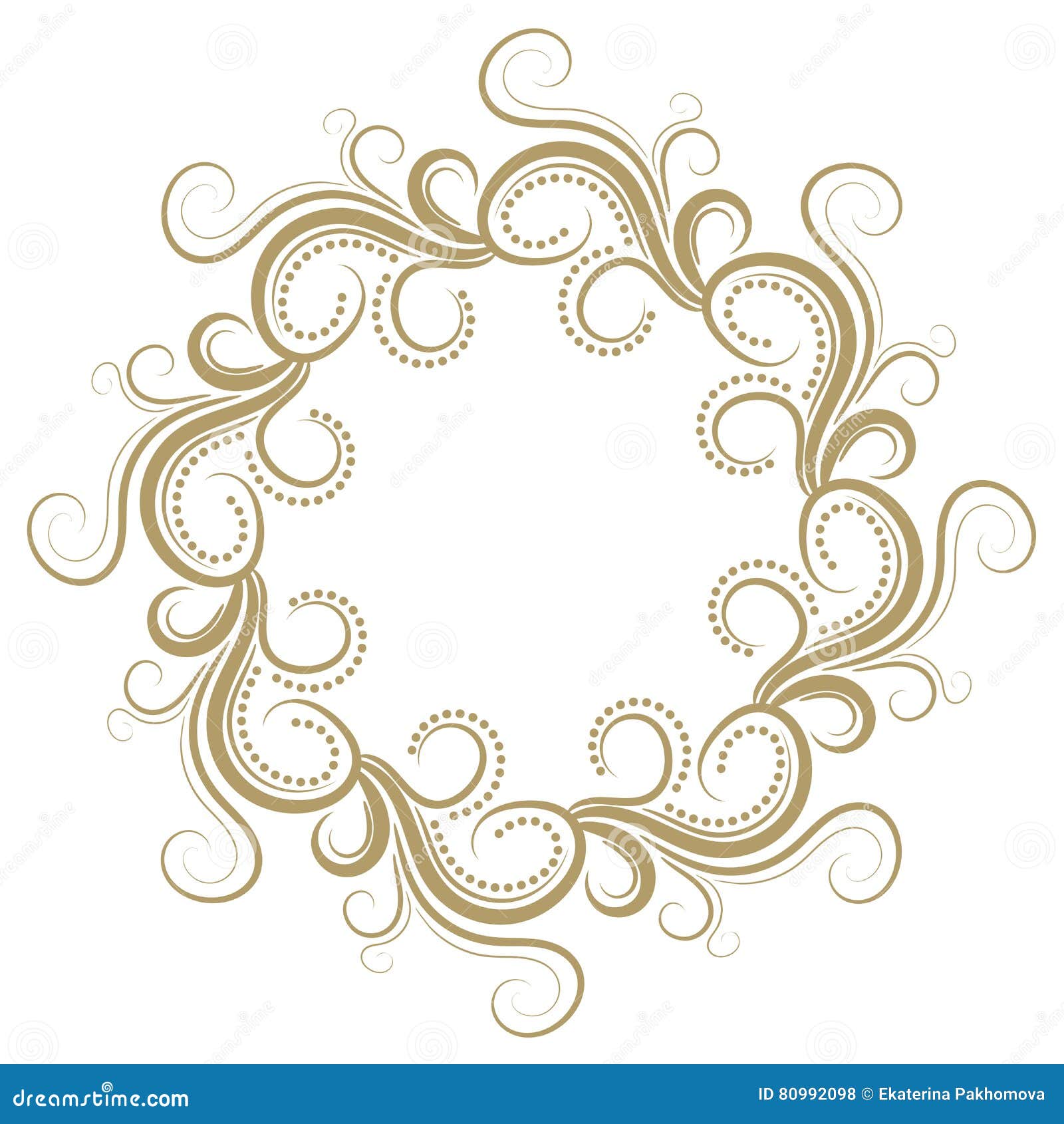 Abstract Curly Gold Frame on White Background. Stock Vector ...