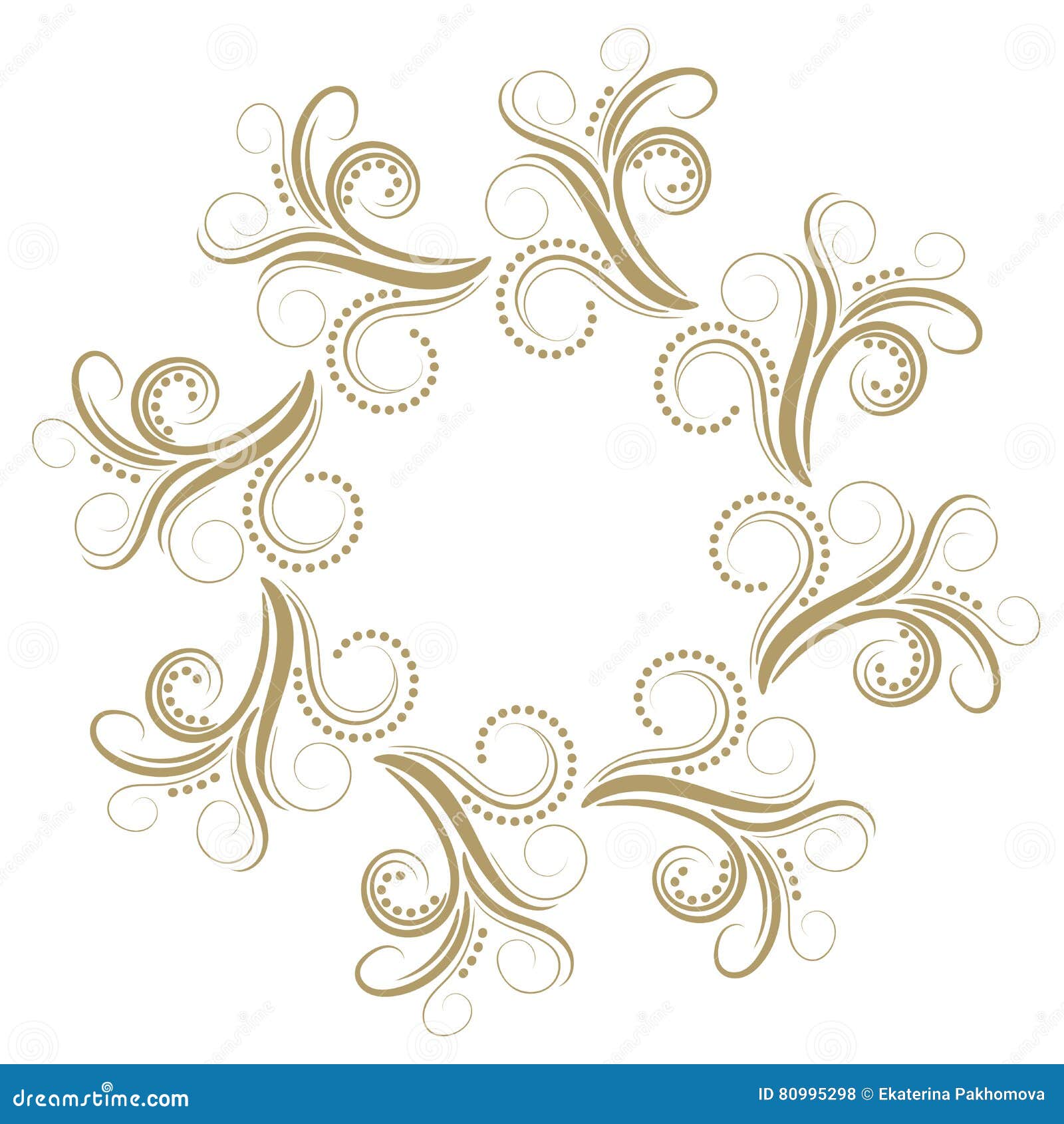 Abstract Curly Gold Frame on White Background. Stock Vector ...