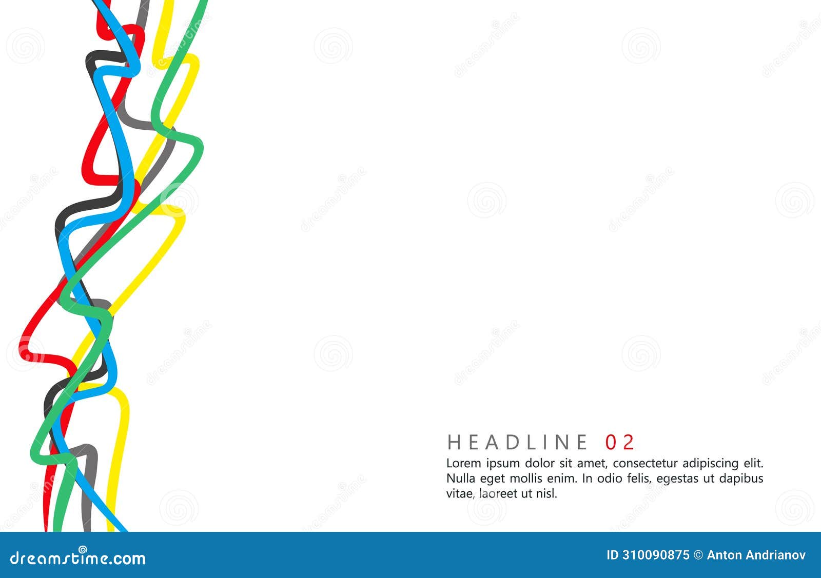 Abstract Curly Line with Olympic Color. Abstract Multicolored ...