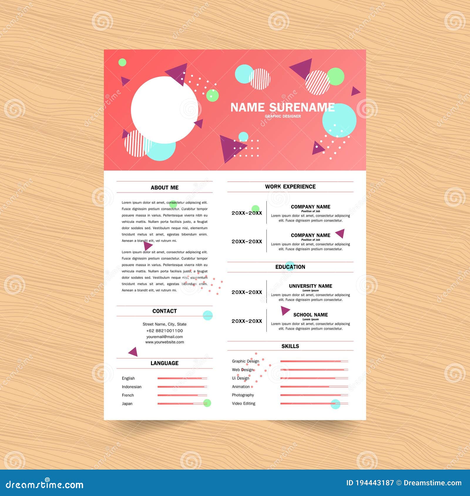 Abstract Curriculum Vitae Template CV21 Stock Vector - Illustration of ...