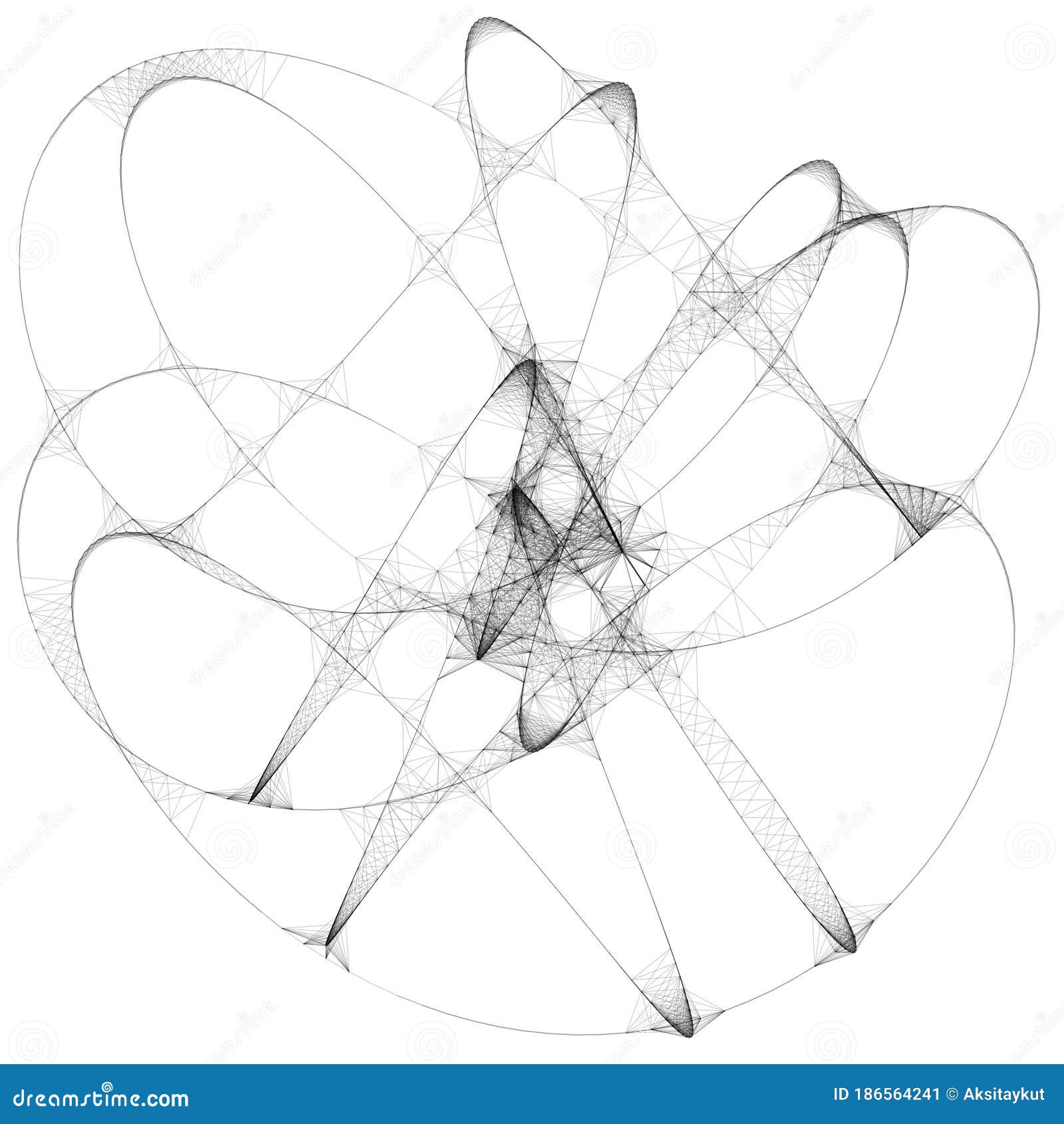 Abstract Curve Geometric Line Art Sketch Illustration Stock ...