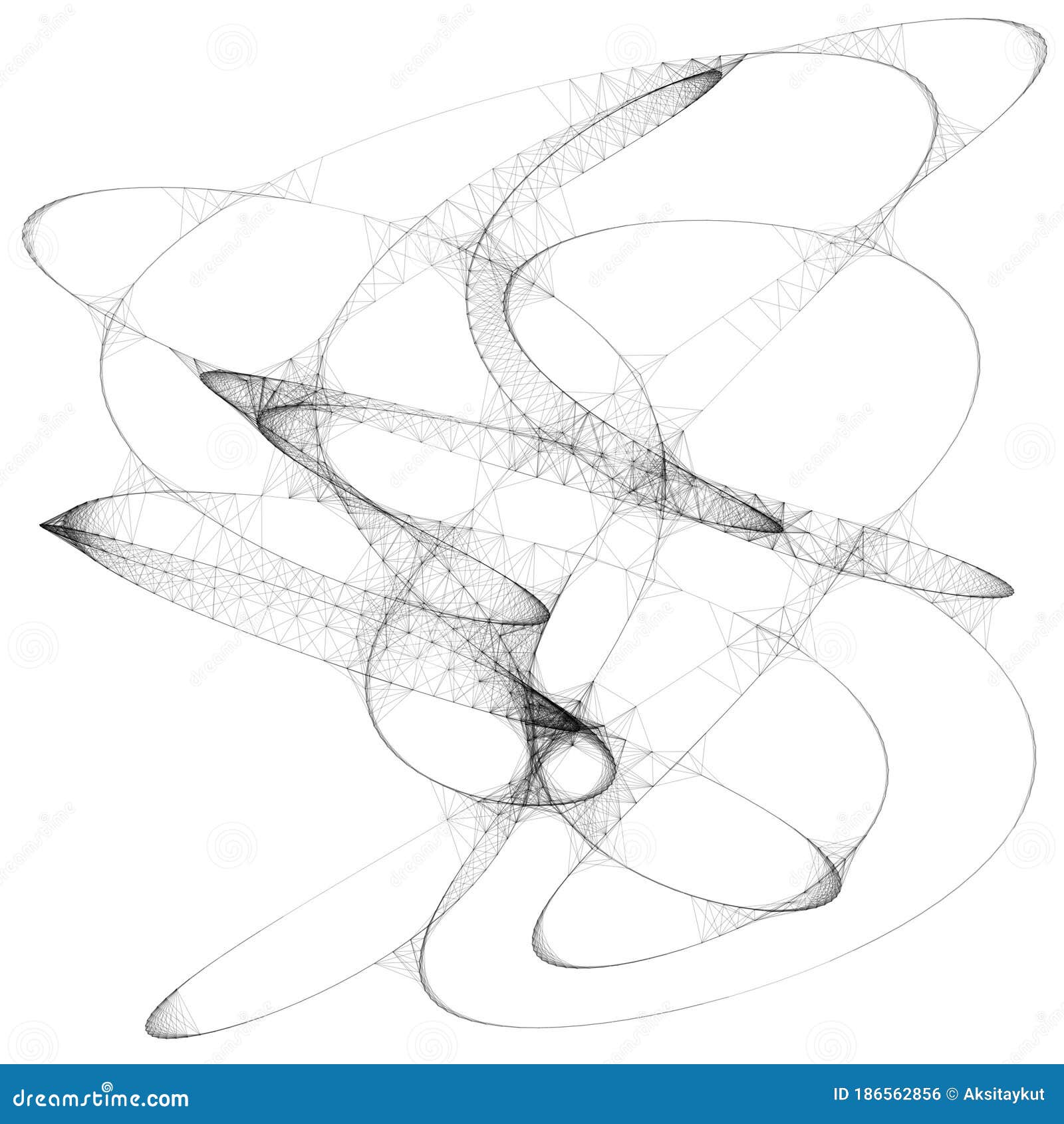 Abstract Curve Geometric Line Art Sketch Illustration Stock ...