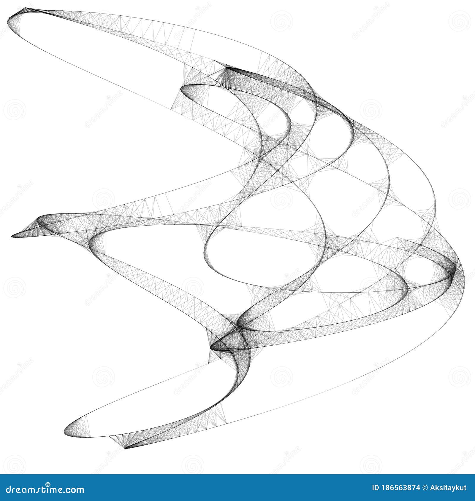 Abstract Curve Geometric Line Art Sketch Illustration Stock ...