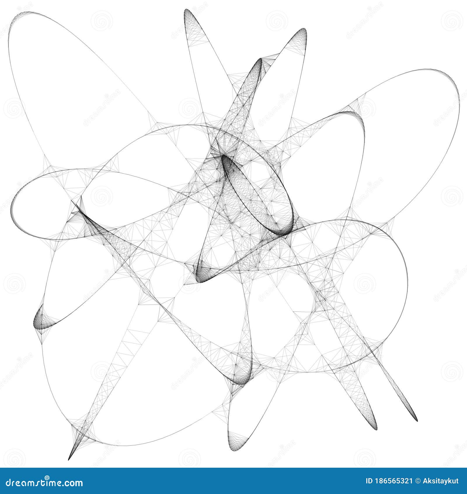 Abstract Curve Geometric Line Art Sketch Illustration Stock ...