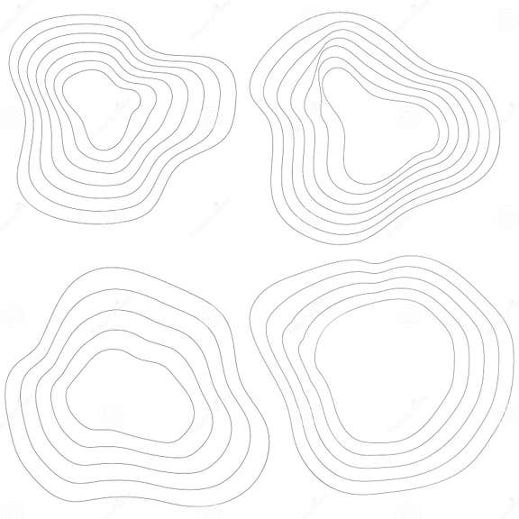 Abstract Monochrome Wavy Lines, Set of Black and White Ellipse Shapes ...