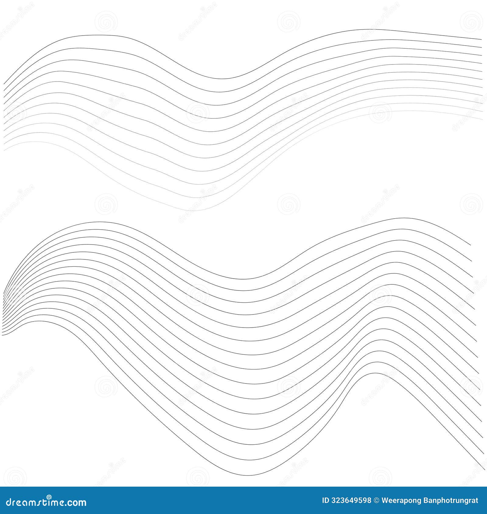 Wavy, Waving, Billowy and Undulating Lines. Curvy, Squiggle Parallel Stripes Stock Vector ...