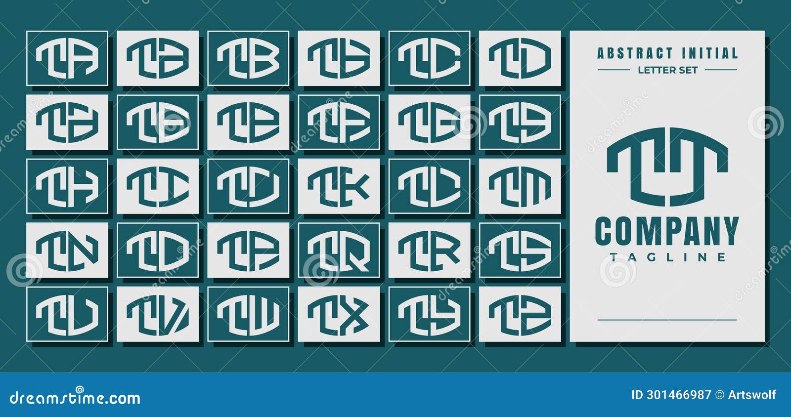 Abstract Curve Shape Initial T TT Letter Logo Design Bundle Stock ...