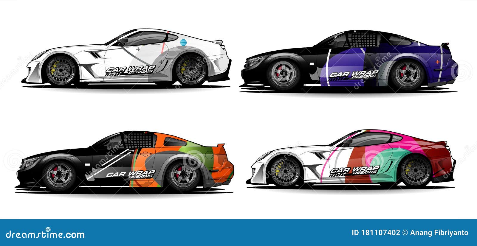 Abstract Curved Background Design for Vehicle Decal Wrap Stock Vector ...