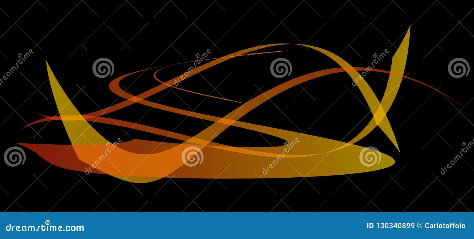 Abstract Curved Light Lines on Black Background - Vector Stock Vector ...