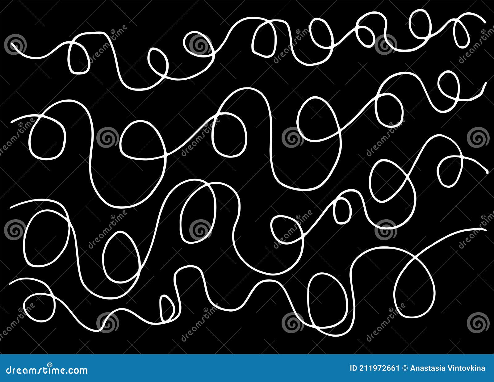 Abstract Curved Long White Lines on a Black Background. a Set of ...