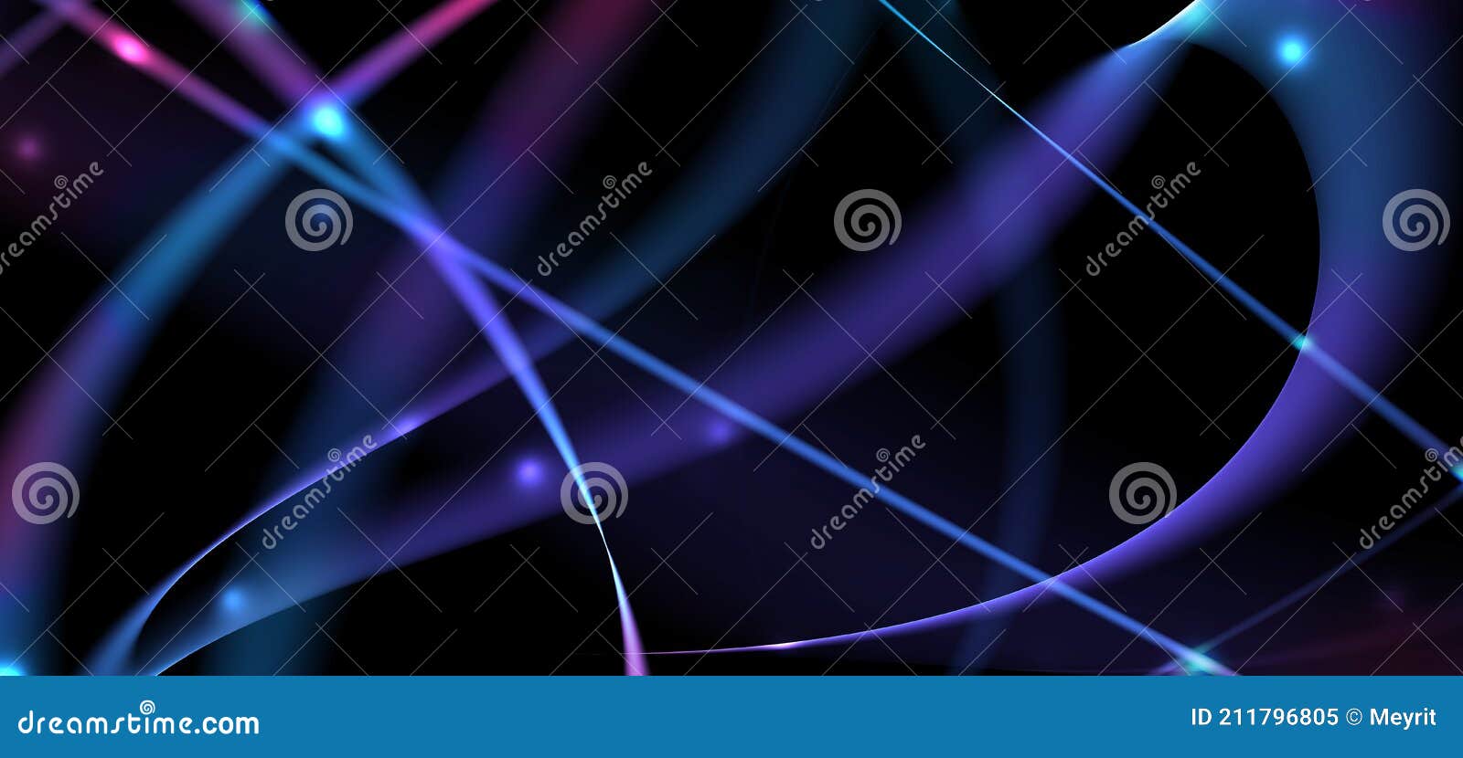 Abstract Curved Neon Lines on a Dark Background Stock Illustration ...