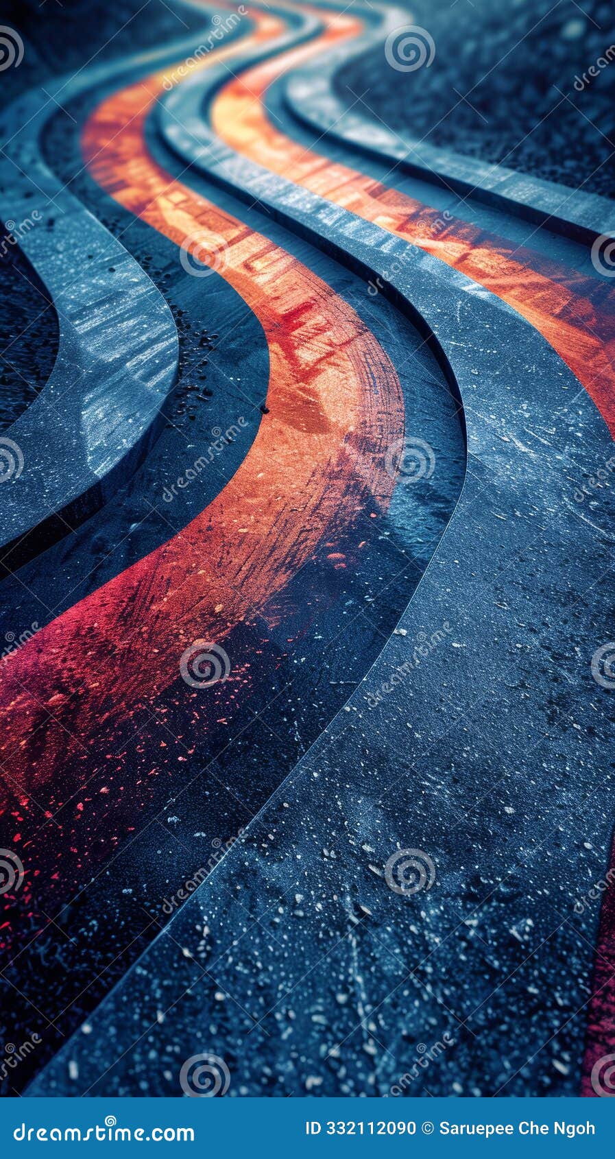 Abstract Curved Pathway with Vibrant Colors and Textures in Urban ...