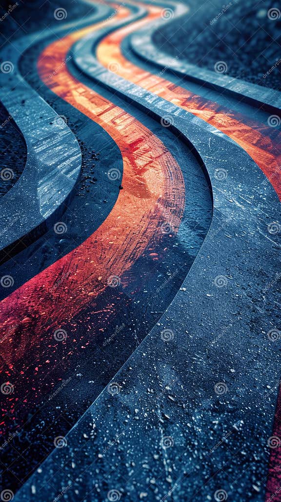 Abstract Curved Pathway with Vibrant Colors and Textures in Urban ...