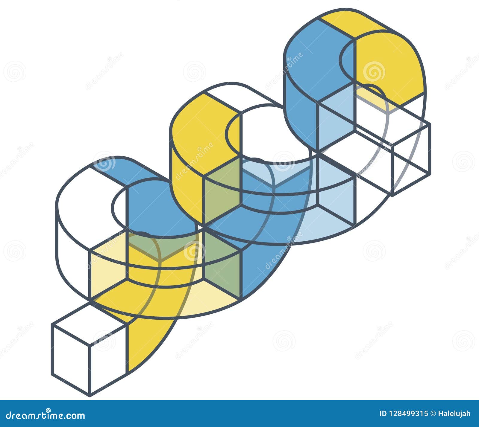 Abstract Curved Vector Shape. Outlined Isometric Object Stock Vector ...