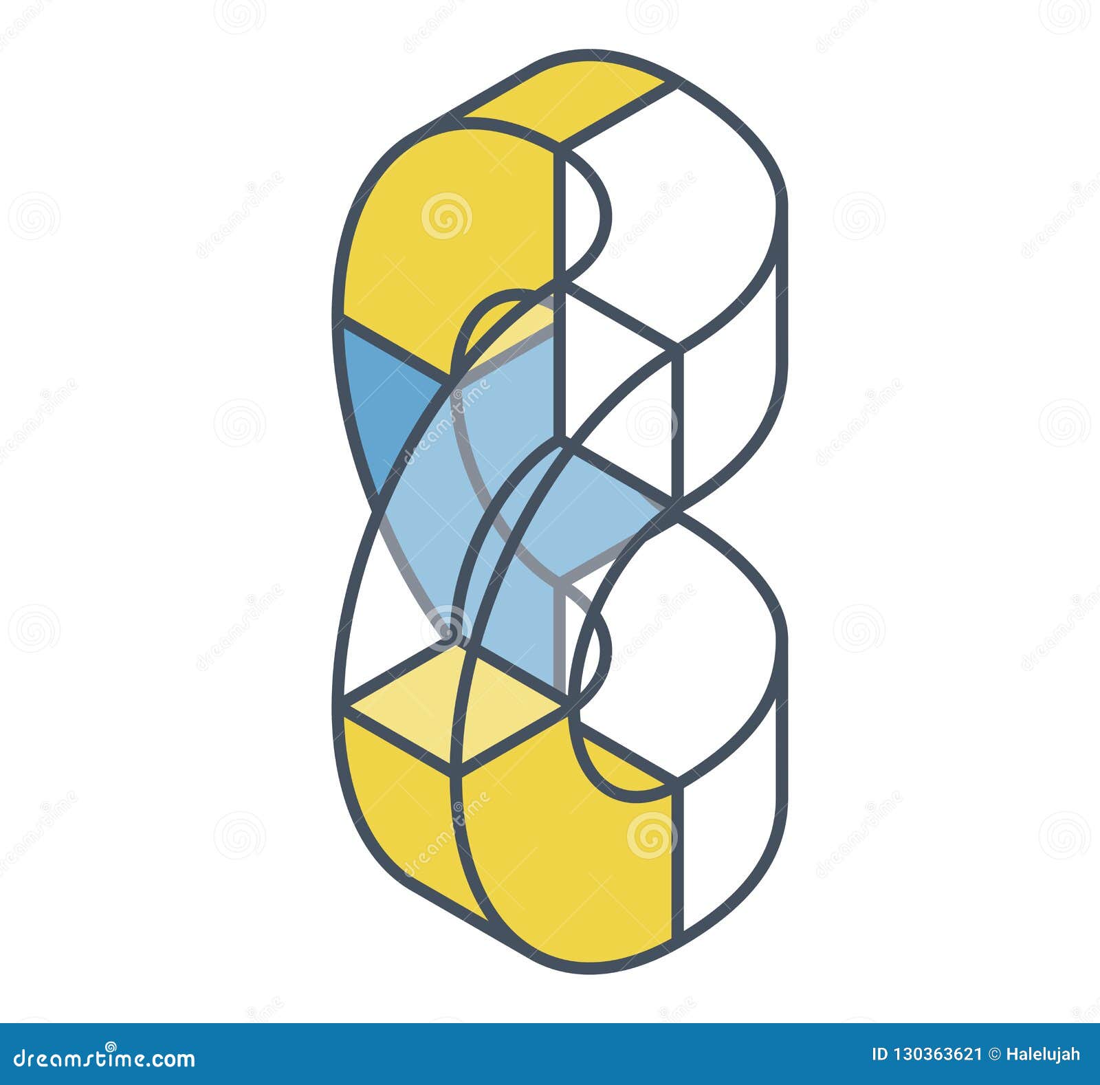 Abstract Curved Vector Shape. Outlined Isometric Object Stock Vector ...