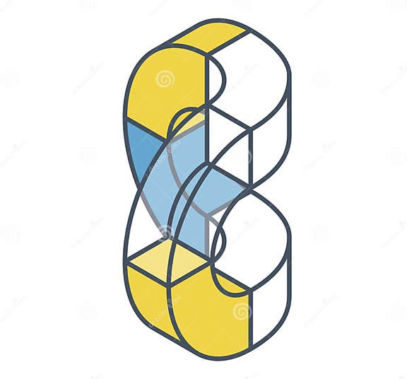 Abstract Curved Vector Shape. Outlined Isometric Object Stock Vector ...