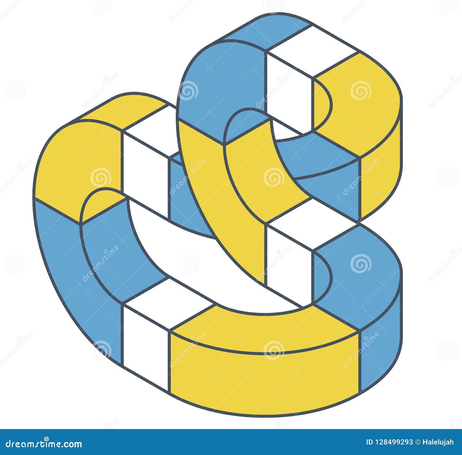 Abstract Curved Vector Shape. Outlined Isometric Object Stock Vector ...