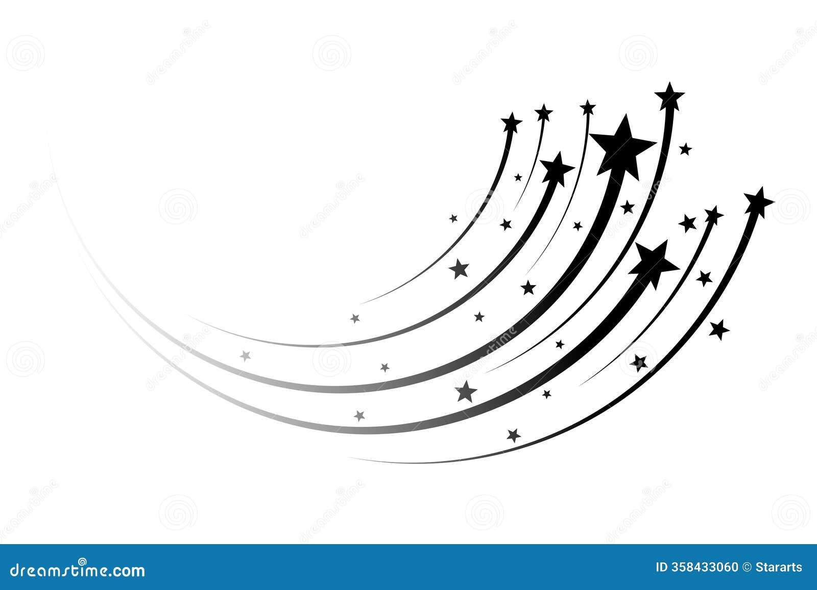 Abstract Curvy Shooting Stars Trail Flow White Background Design Stock ...