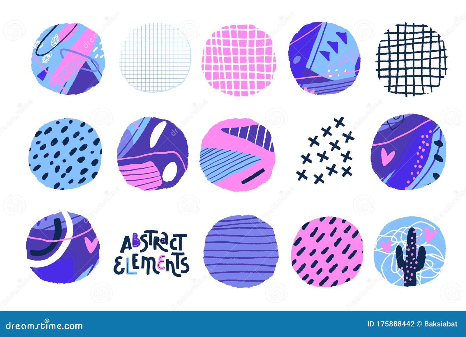 Abstract Cut Out Circle Shapes. Textured Hand Drawn Round Elements for ...