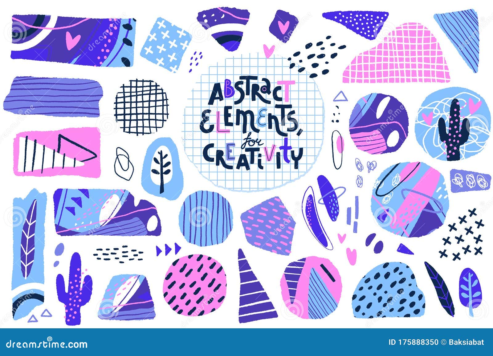 Abstract Cut Out Shapes. Textured Hand Drawn Elements for Scrapbooking ...