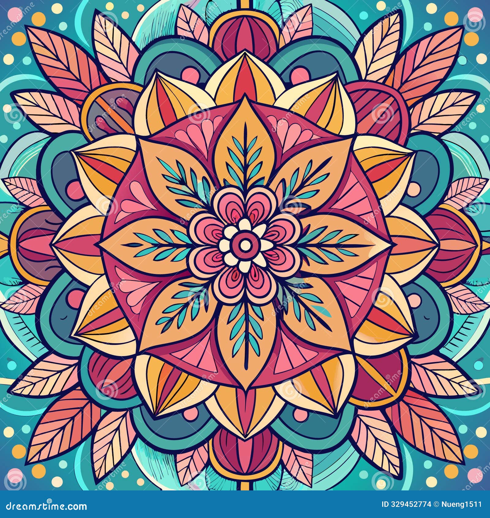 Abstract Cute Flora Outline Design Pattern Seamless Illustration Stock ...