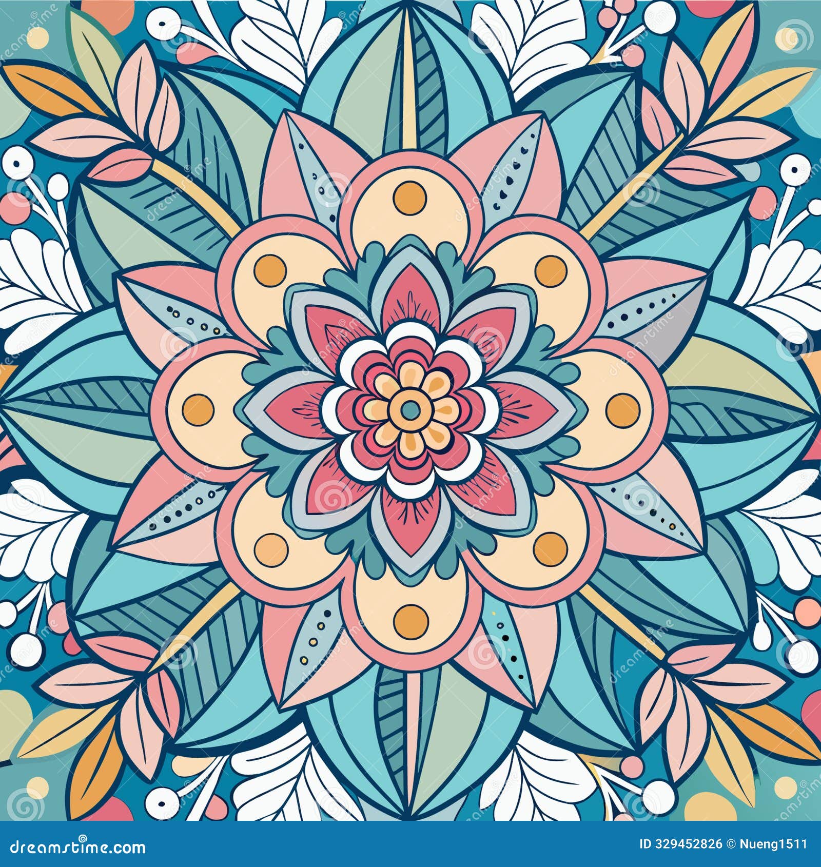 Abstract Cute Flora Outline Design Pattern Seamless Illustration Stock ...