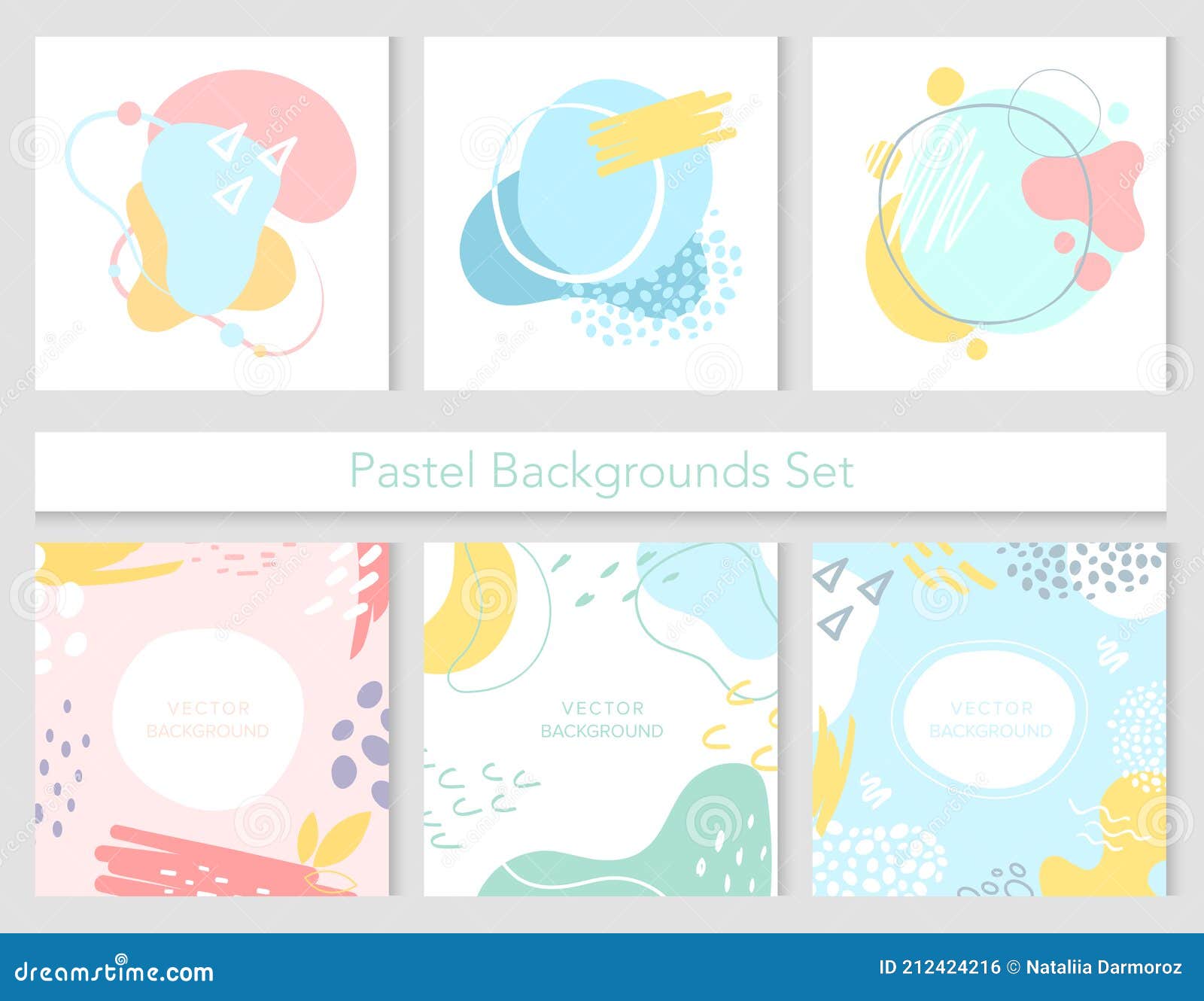 Abstract Cute Pastel Background and Texture Set, Geometric Shapes Forms ...