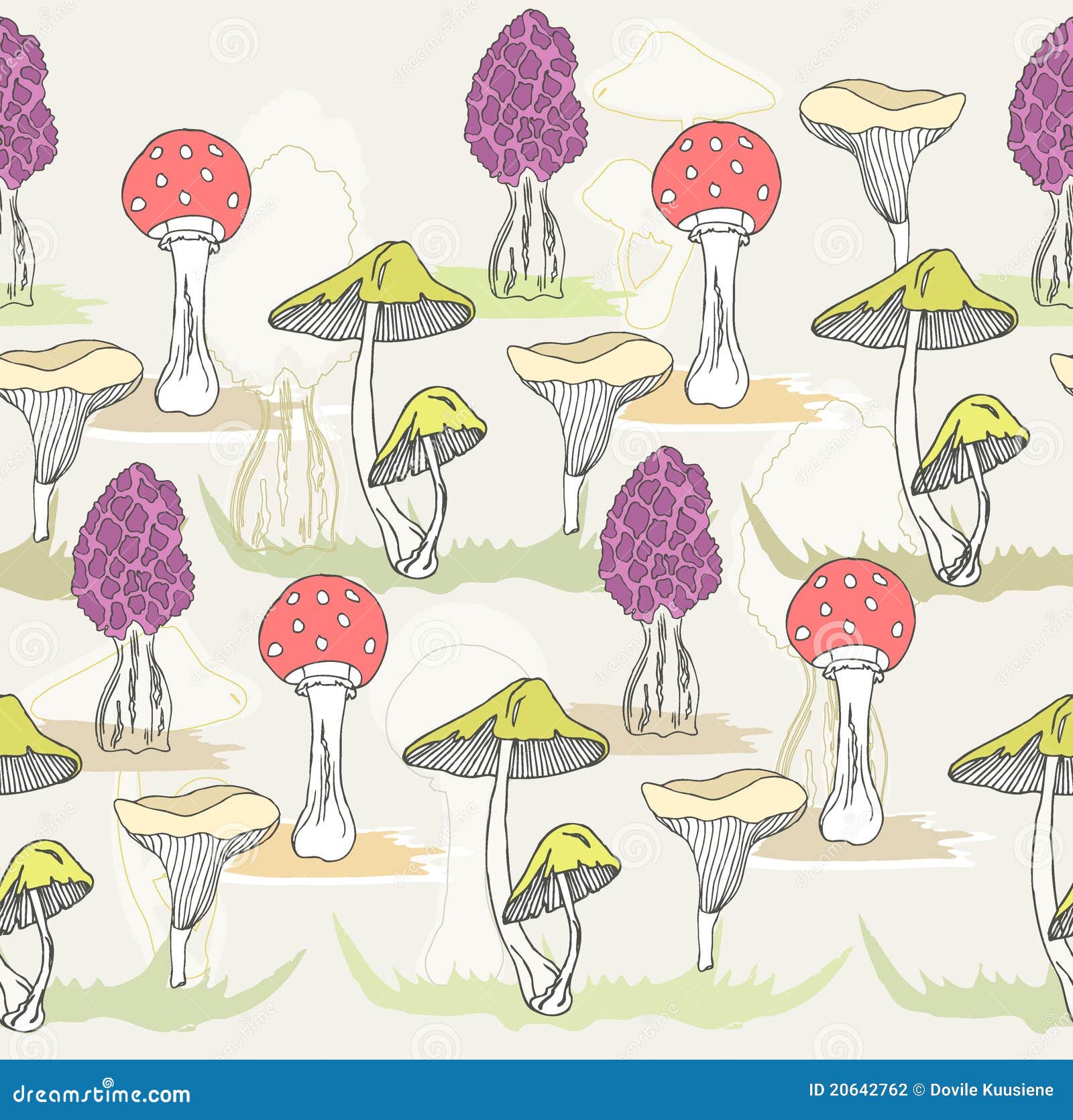 Abstract Cute Seamless Colorful Mushroom Pattern Stock Photography ...