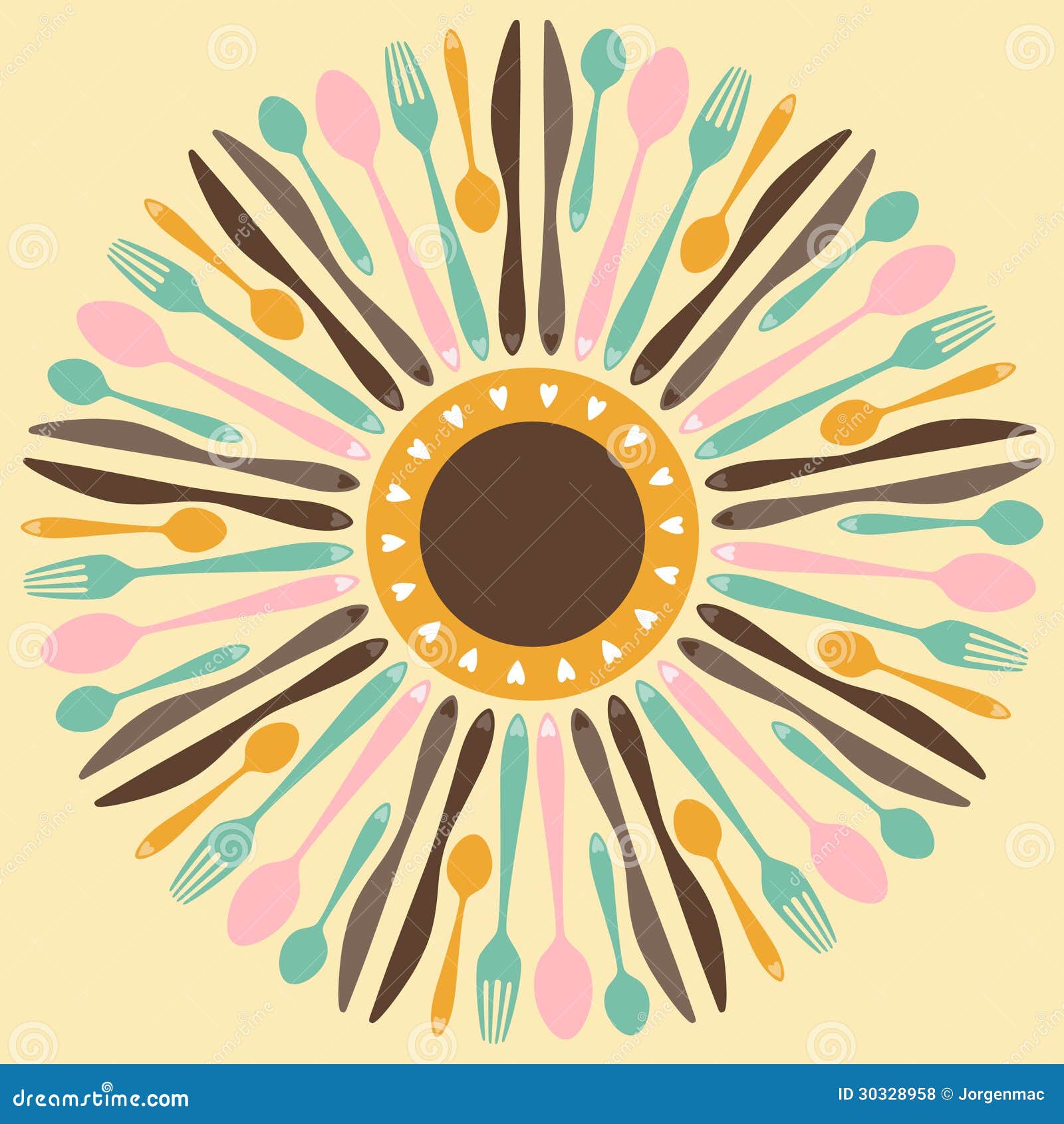 Abstract Cutlery Pattern stock vector. Illustration of heart - 30328958