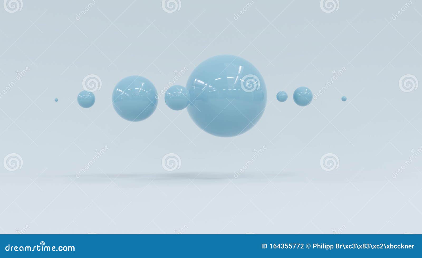 Abstract Cyan Blue Spheres with Glossy Surface, on White Matte ...